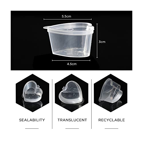 20PCS 45ML Heart Shape Cup Food Box With Lids Disposable Plastic Storage Container Pigment Box For Kitchen Organizer Home