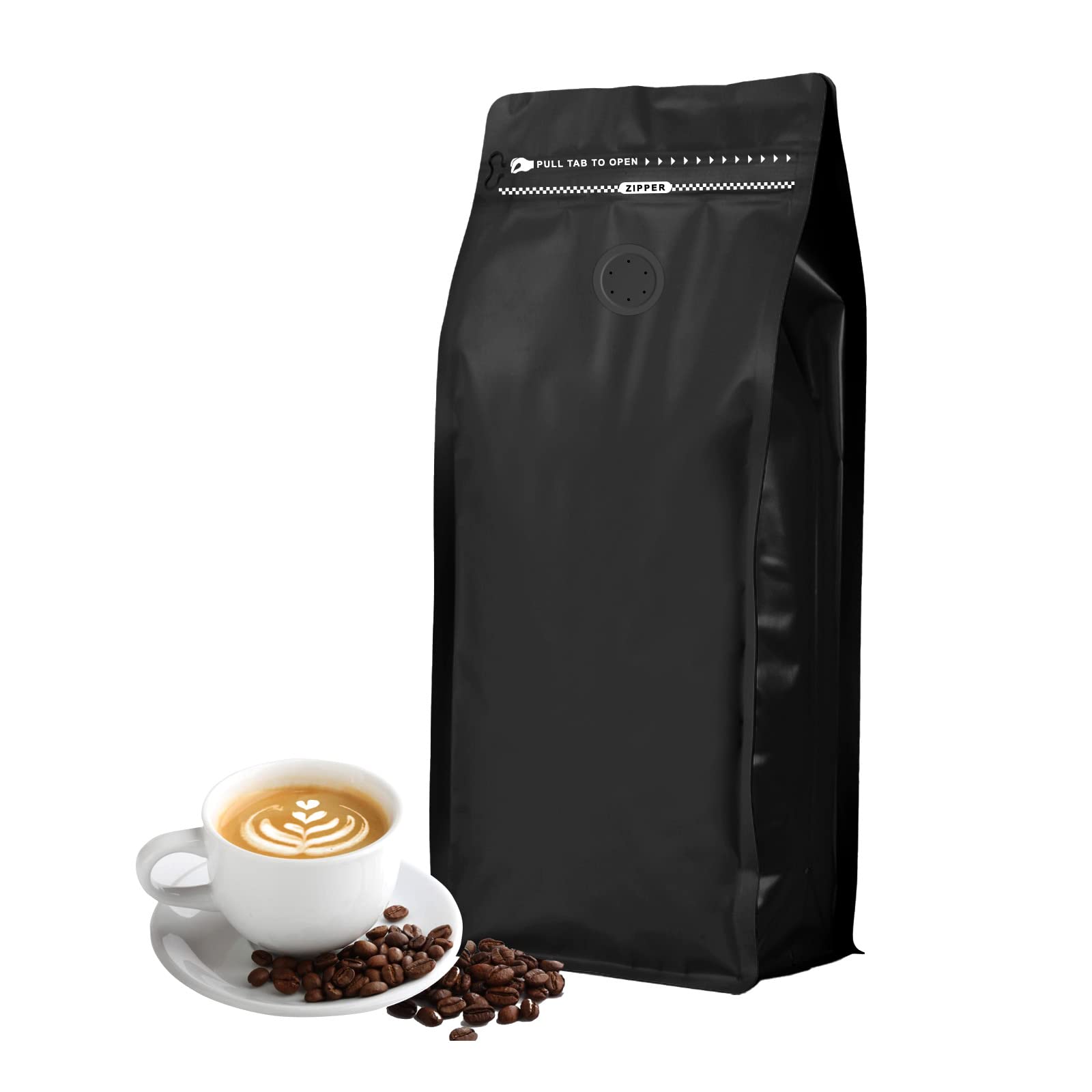 50 PCS Resealable Coffee Bags with Valve (1lb, 16oz) - Black Coffee Pouches Bags with One-way Degassing Valve for Coffee Bean Storage bag