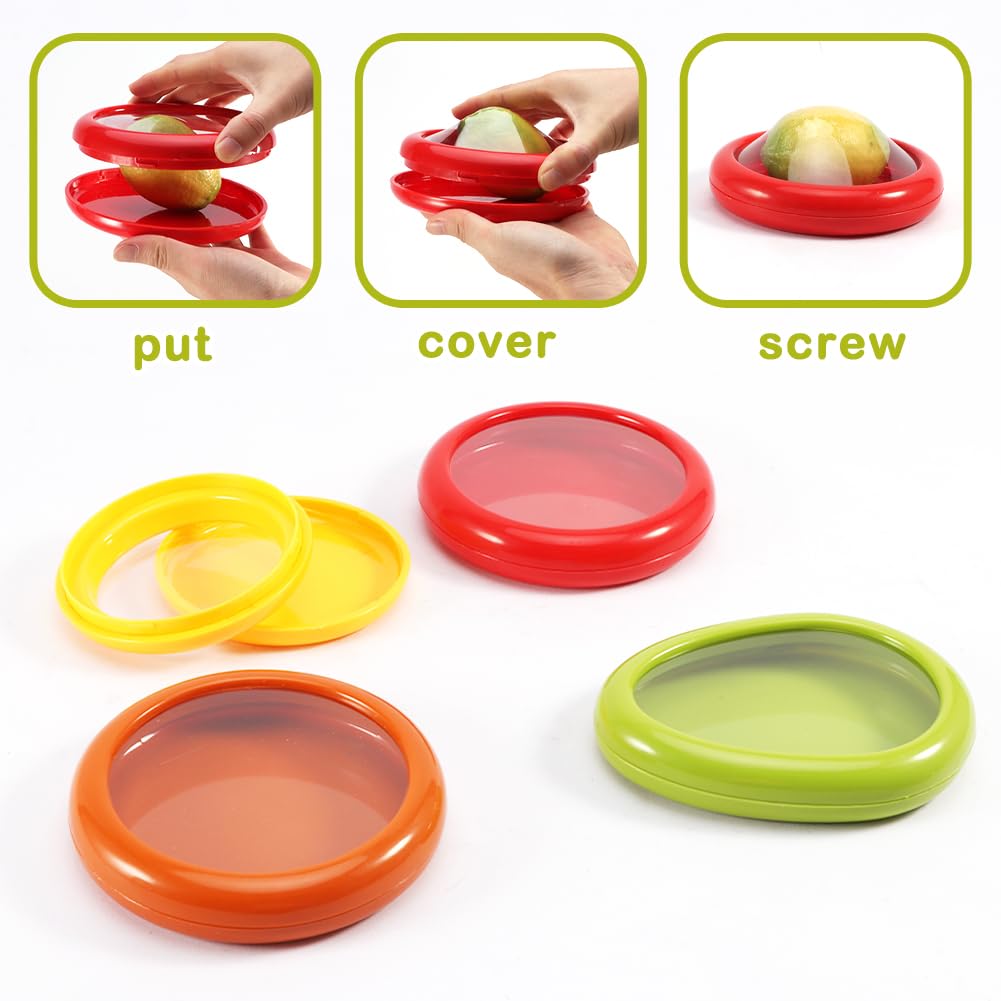 4pcs Fruit and Vegetable Storage Containers for Fridge, Avocado Saver and Tomato Holder Reusable Storage Containers, Onion Fresh Stretch Pod, Reusable Food Storage Box(as shown)
