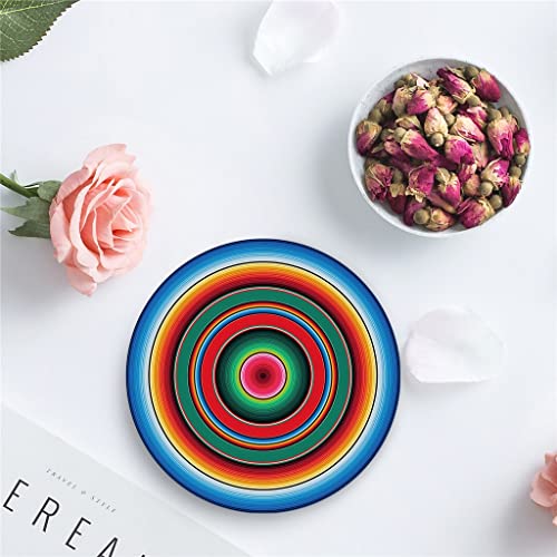 QUANJJ Stripes Coasters Ceramic Set Round Absorbent Drink Coaster Coffee Tea Cup Placemats Table Mat (Color : D, Size : 8pcs)