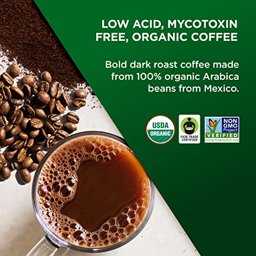 VitaCup Perfect Low Acid Instant Coffee Packets, Dark Roast Coffee, USDA Organic & Fair Trade, Third Party Tested for Mycotoxins & Pesticides, Single Origin, Clean & Pure, 48 ct