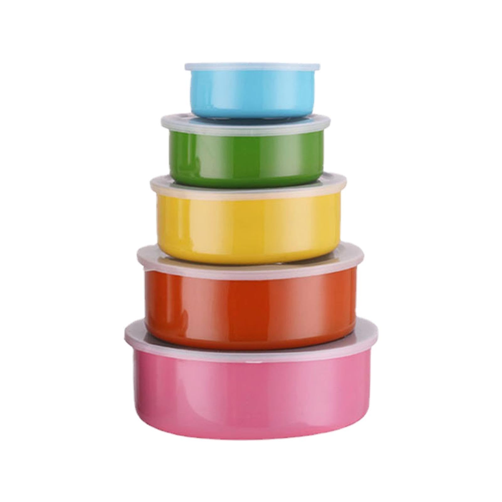 NGUMMS 5 Stainless Steel Container - Round Food-Grade Lunch Boxes Food Storage Set With Sealing Lids For Dry Food Fruits Vegetables Snacks