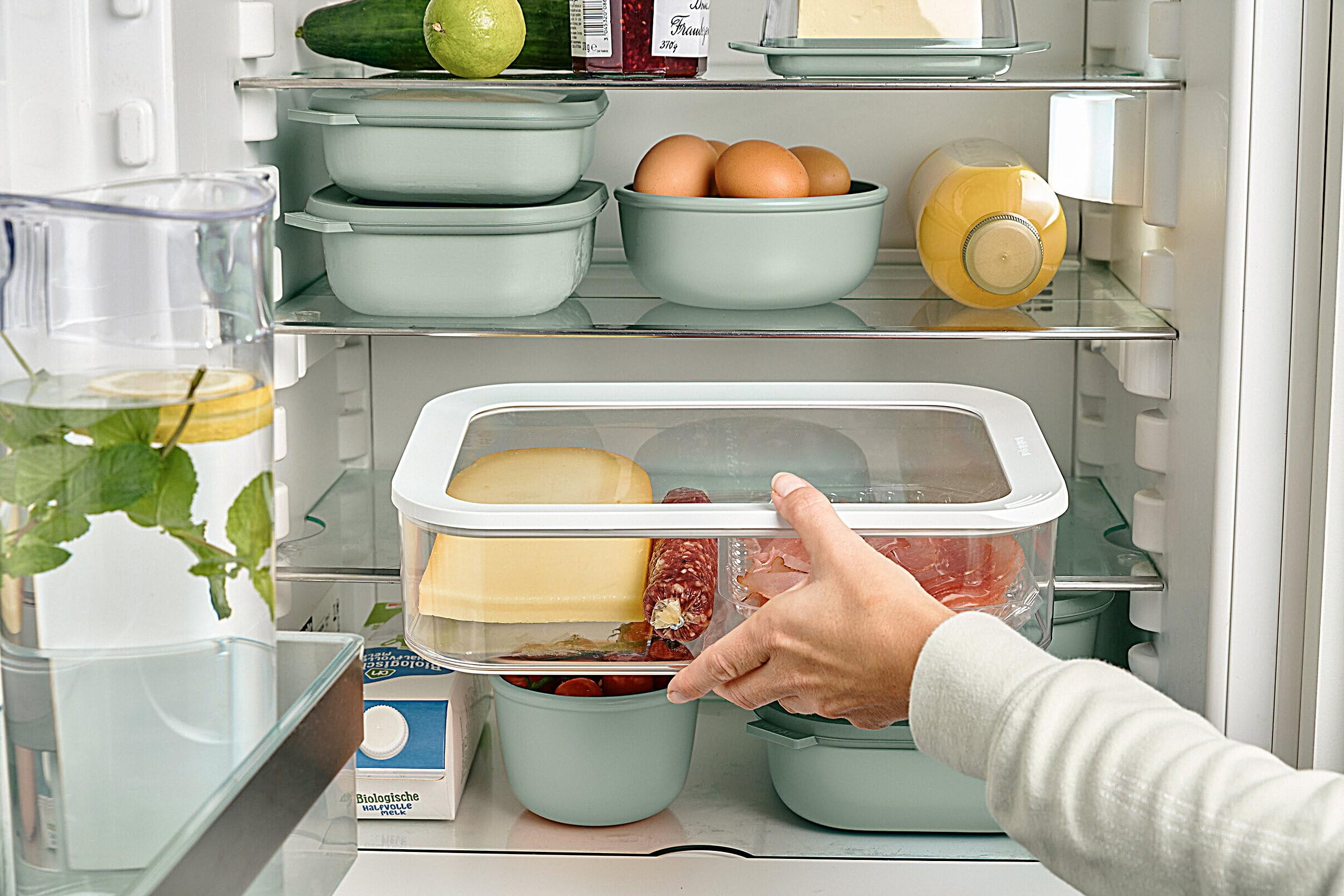 Mepal Cirqula 42oz/1,250ml Multi Food Storage & Serving Shallow Bowls with Transparent Lids | Perfect for Food Prep | Microwave & Dishwasher Safe | Nordic Lilac | Made in Holland