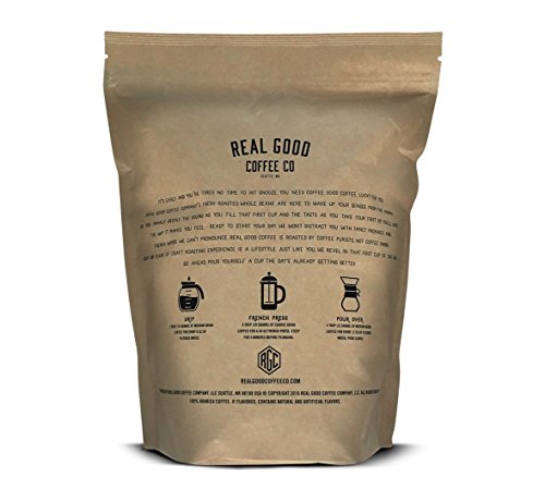 Real Good Coffee Company - Whole Bean Coffee - Donut Shop Medium Roast Coffee Beans - 2 Pound Bag - 100% Whole Arabica Beans - Grind at Home, Brew How You Like