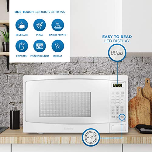 Danby DBMW1120BWW 1.1 Cu.Ft. Countertop Microwave In White - 1000 Watts, Family Size Microwave With Push Button Door