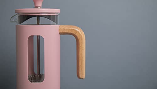 La Cafetière Pisa Cafetière, 3-Cup/350ml, Heat-Resistant Borosilicate Glass and Stainless Steel with Easy-Grip Plunger, Small French Press Coffee Maker for Loose Tea and Ground Coffee, Pink