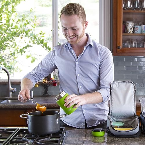 MIRA 2 Pack Insulated Food Jar Thermos for Hot Food & Soup, Compact Stainless Steel Vacuum Lunch Container, 13.5 oz, Purple, Denim