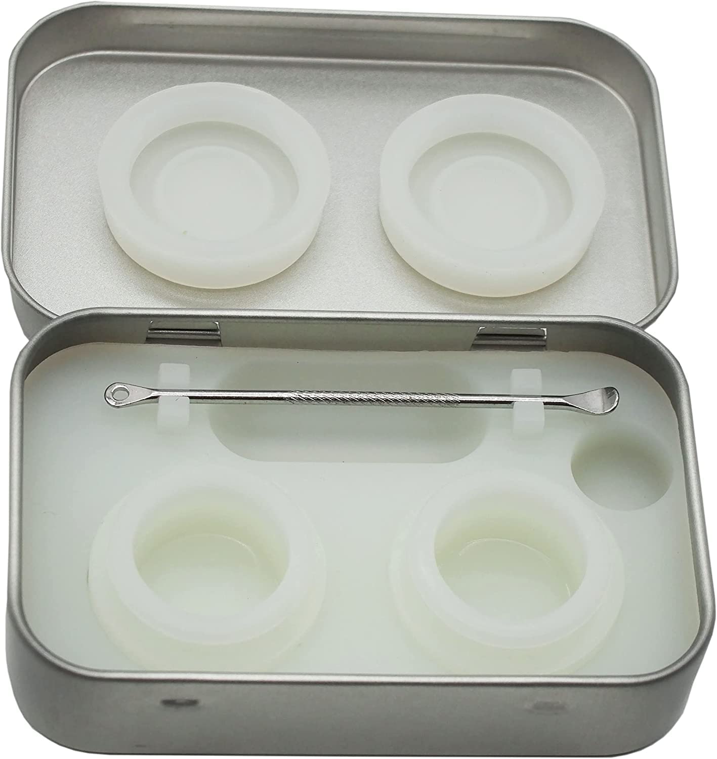 Vitakiwi Portable Silicone Carving Travel Tin Kit with Non-stick 5ml Concentrate Containers (Glow In The Dark)