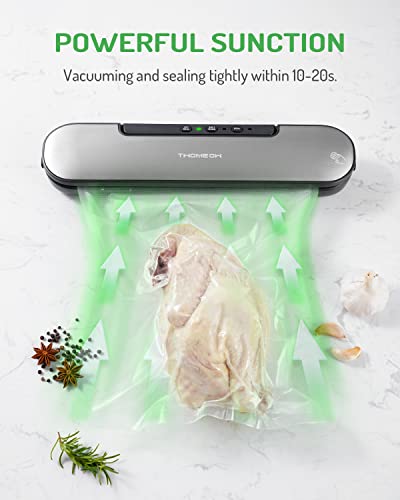 TWOMEOW Vacuum Sealer, Compact Slim Food Sealer Machine with Starter Kit, Automatic Sealing System for Sous Vide Cooking and Food Preservation, Vertical Vacuum Sealer Storage, Black