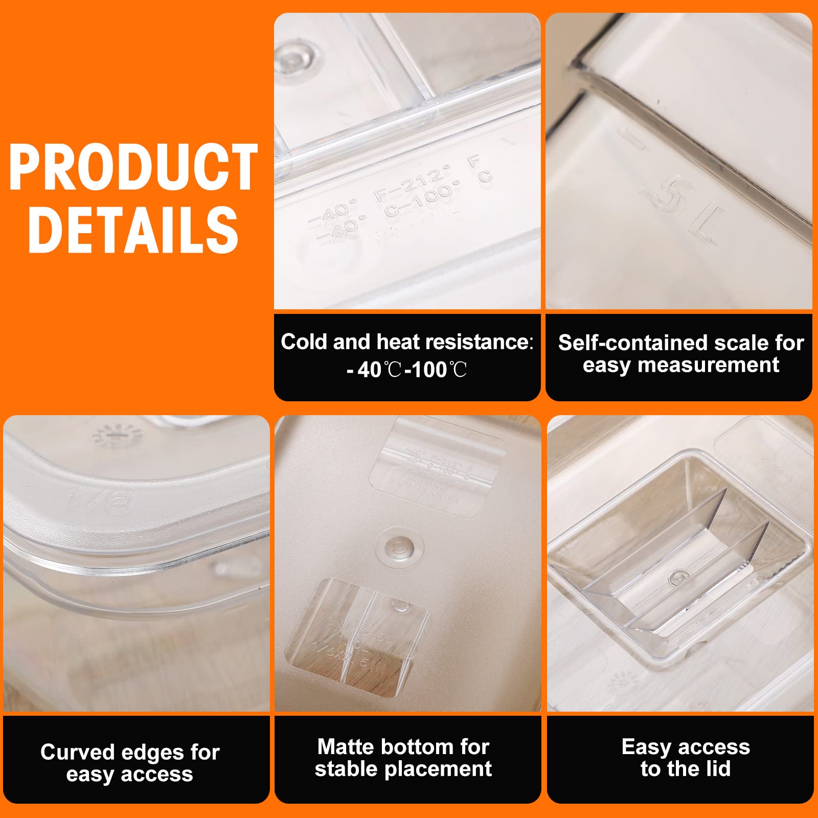 Sieral Clear 1/6 Size Food Pan Restaurant Containers with Lids Square Cambro Food Storage Polycarbonate Salad Bar Containers Commercial Hotel Pans for Kitchen Food Prep (10 Pcs, 2.6 Inch, 1 Quart)