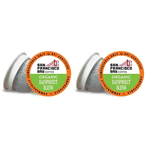 San Francisco Bay Coffee OneCUP Organic Rainforest Blend 12 Ct Medium Dark Roast Compostable Coffee Pods, K Cup Compatible including Keurig 2.0 (Pack of 2)