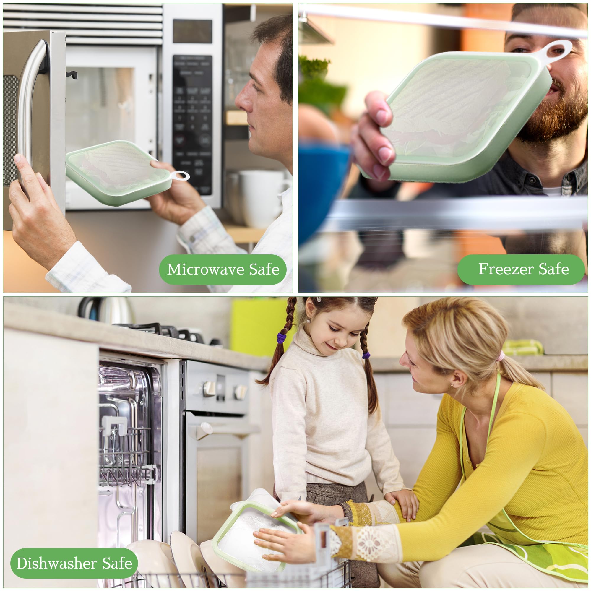 Anjing Silicone Sandwich Container for Lunch Boxes, 2 Pcs Food Storage Containers with Lids, Meal Prep Reusable Bag BPA Free Bento Box Microwave, Freezer & Dishwasher Safe