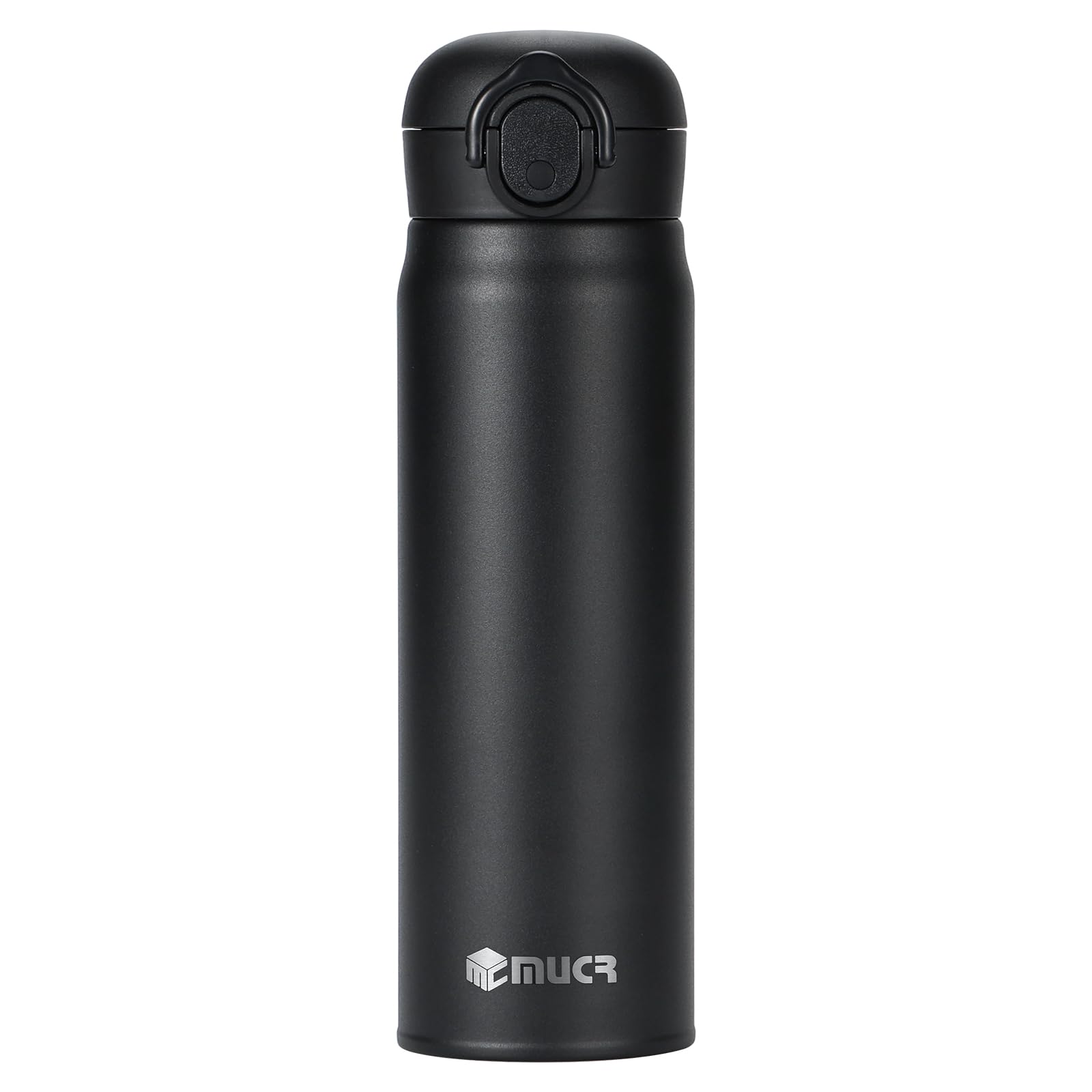 MUCR 17 oz / 500 ml Insulated Water Bottle, Stainless Steel Thermo Coffee Travel Mug, Thermal Cup with Snap Flip Lid, BPA Free for Hot and Cold Drinking, Black