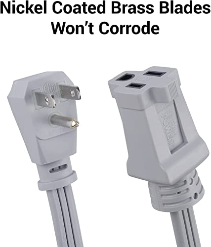 Clear Power 9 ft 14/3 Gray Air Conditioner/Major Appliance Indoor Extension Cord, Grounded Flat Plug, Perfect for AC Units and Major Appliances, DCIC-0003-DC