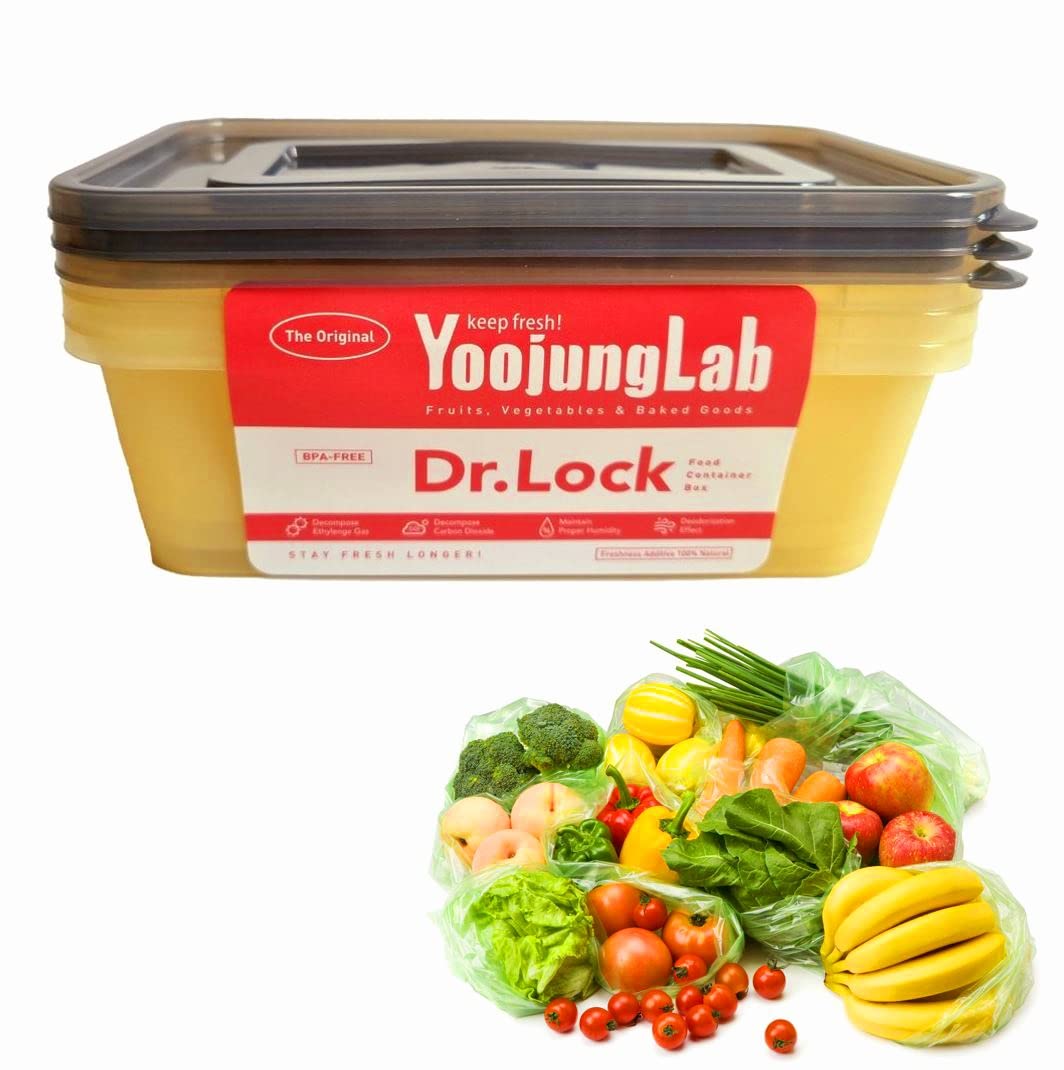 YoojungLab Dr.Lock 23.6 oz - 3ea, Soup & Salad Food Storage Containers, Keeps Fruits, Vegetables Fresh Longer, Salad Container, Cereal Container, Reusable, BPA Free, Microwave and Dishwasher Safe