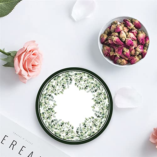 QUANJJ Eucalyptus Leaves Coasters Ceramic Set Round Absorbent Drink Coaster Coffee Tea Cup Placemats Table Mat (Color : D, Size : 8pcs)