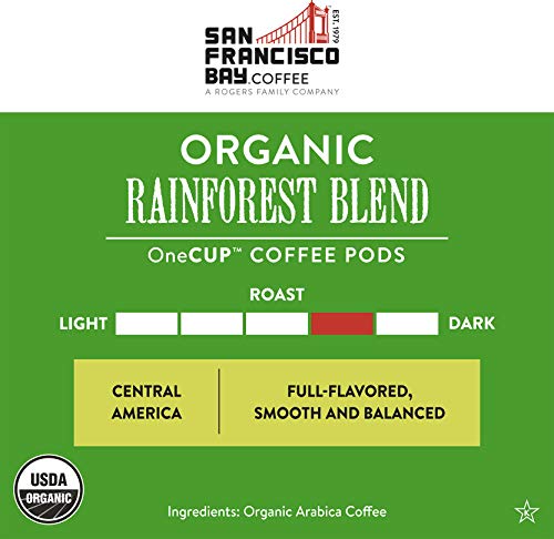 San Francisco Bay Coffee OneCUP Organic Rainforest Blend 12 Ct Medium Dark Roast Compostable Coffee Pods, K Cup Compatible including Keurig 2.0 (Pack of 2)