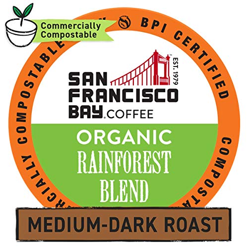 San Francisco Bay Coffee OneCUP Organic Rainforest Blend 12 Ct Medium Dark Roast Compostable Coffee Pods, K Cup Compatible including Keurig 2.0 (Pack of 2)