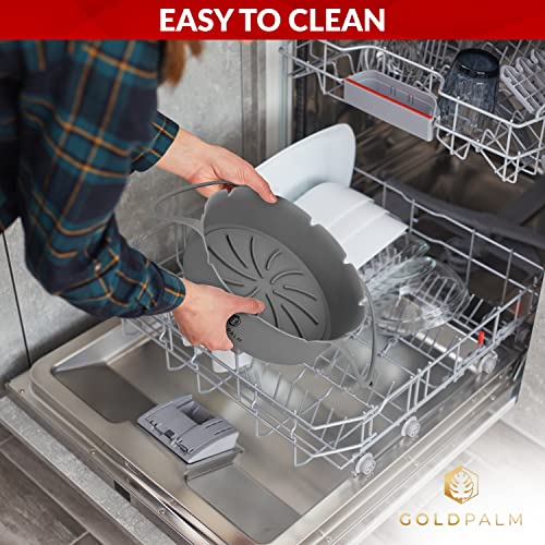 Gold Palm 2 Pack Air Fryer Silicone Liners - 8.6 Inch 5 QT or Larger Air Fryer Accessories Reusable Air Fryer Insert Baking Accessories