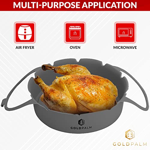 Gold Palm 2 Pack Air Fryer Silicone Liners - 8.6 Inch 5 QT or Larger Air Fryer Accessories Reusable Air Fryer Insert Baking Accessories