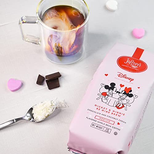 Joffrey's Coffee - Disney Mickey & Minnie Be Mine Brew, Disney Specialty Coffee Collection, Medium Roast, Arabica Beans, Chocolate & Coconut Cream Flavor, Brew or French Press (Whole Bean, 11 oz)