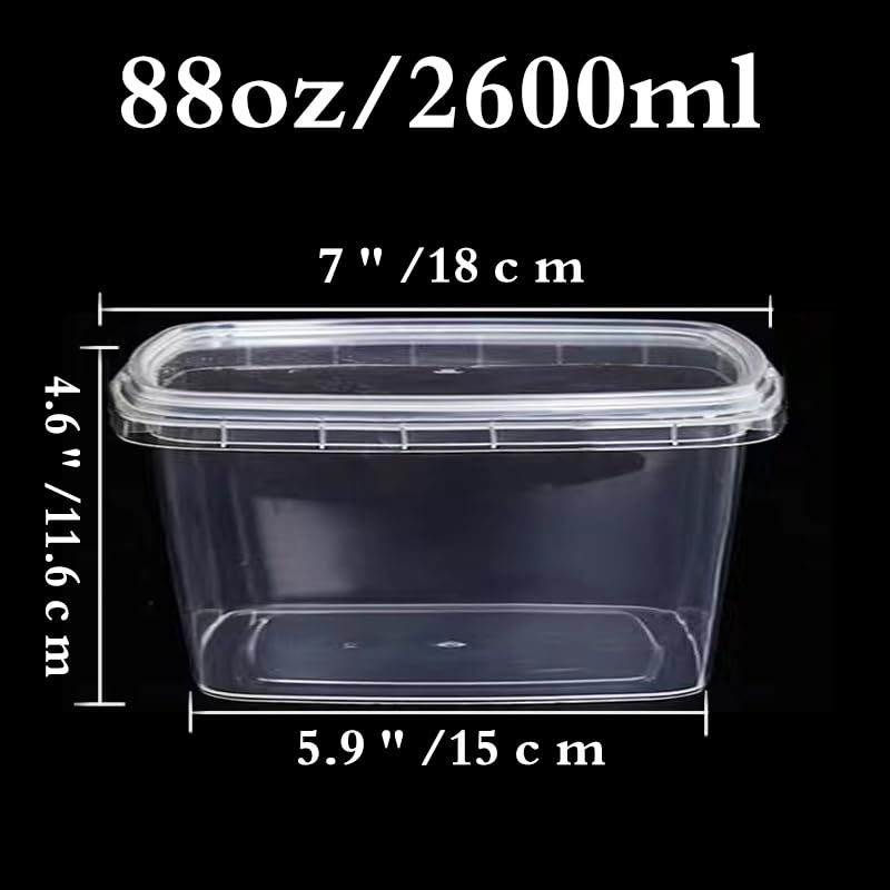 SHPii 88 oz. Square Clear Deli Containers with Lids, BPA-Free, Freezer and Microwave Safe Food Storage Containers, Reusable for Kitchen Storage, Meal Prep, Take-out, Restaurant Supplies.(10 packs)