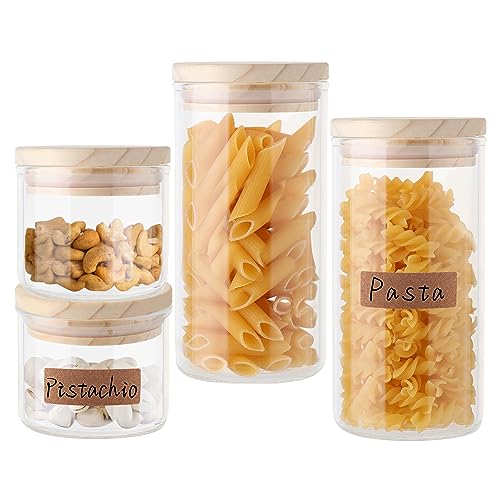 Utile Set of 4 Thick Glass Food Jar Set with Lid, 2 Pcs Vol.630ml/21.3oz, 2 Pcs Vol.1410ml/47.7oz, Glass Airtight Food Storage Canisters for Cookie, Pasta, Coffee Beans, 4045.2004.1