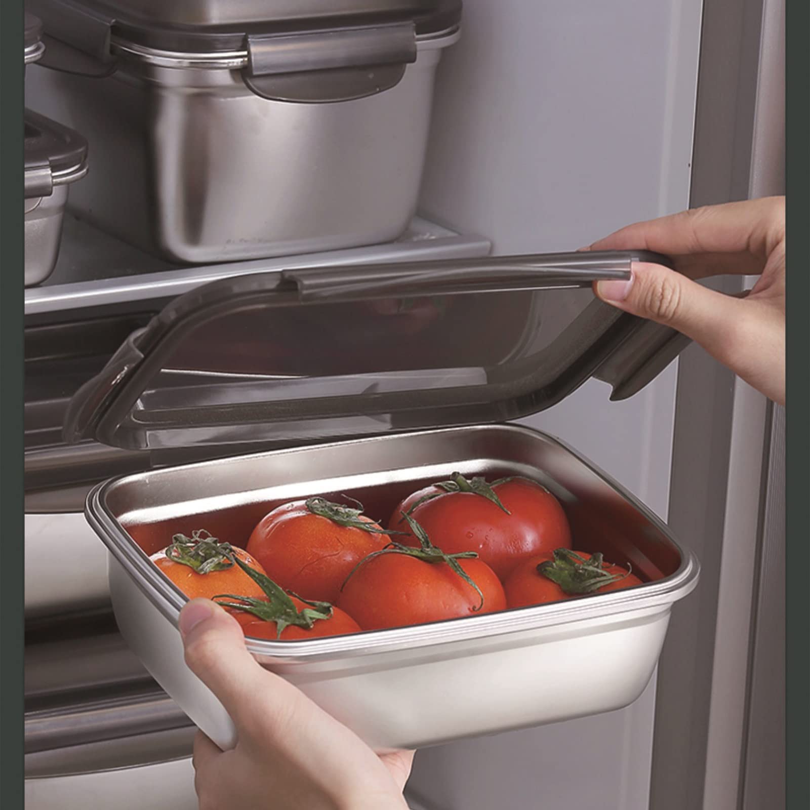 3 Pack 304 Stainless Steel Large Food Storage Container with Lids Airtight Metal Food Containers Stackable Meal Prep Leftover Containers for Freezer Fridge Oven Dishwasher Safe (Size : 850ML)