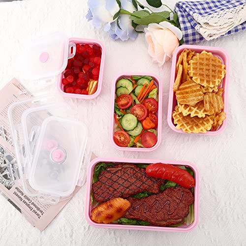 Collapsible Silicone Food Storage Containers with Lids,Set of 3 Silicone Lunch Box Containers,Foldable Meal Prep Container for Kitchen,Microwave & Dishwasher & Freezer Safe,BPA Free