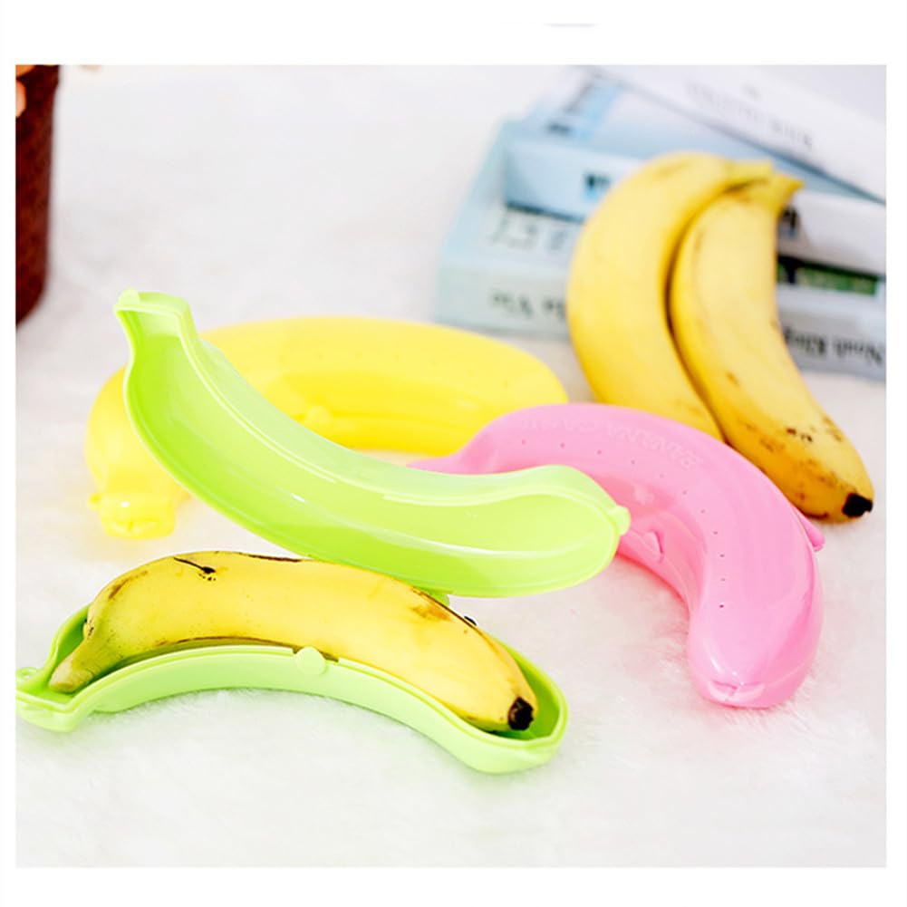 Tnfeeon Banana Keeper, Outdoor Travel Case Banana Protector Cute Carrier Storage Box Plastic Banana Protector Box Banana Case for Lunch Box Storage Covers for Fruits Freshness ()