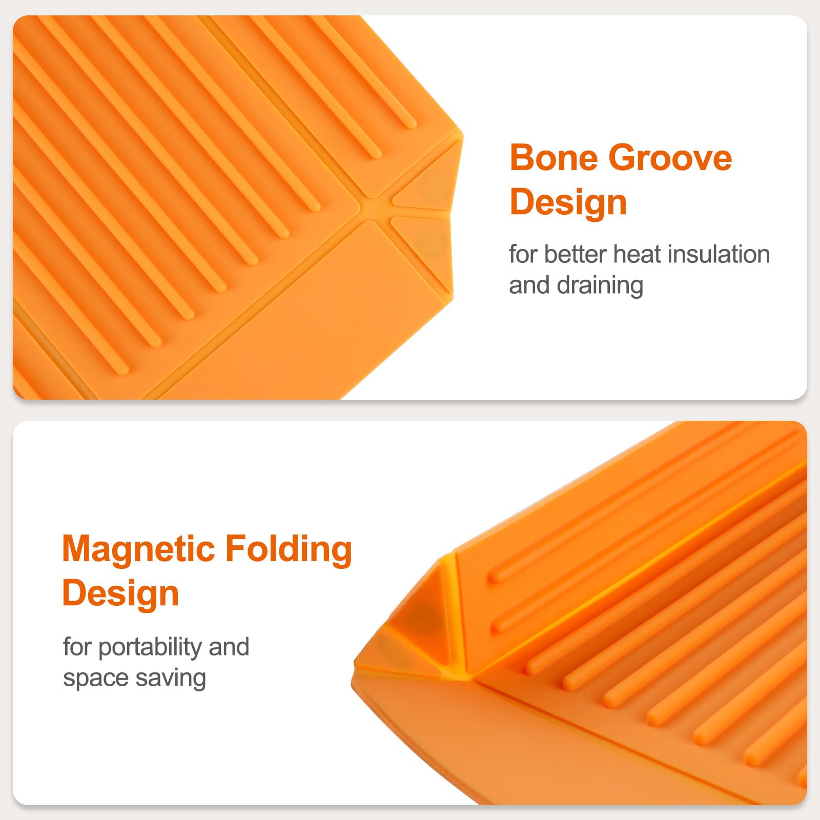 Silicone Collapsible Food Storage Containers, From 2D to 3D in 1 Sec, Reusable Dinner Plates for Camping, Hiking, Kitchen, Meal Prep, Snack, barbecue, with Lids (Orange)