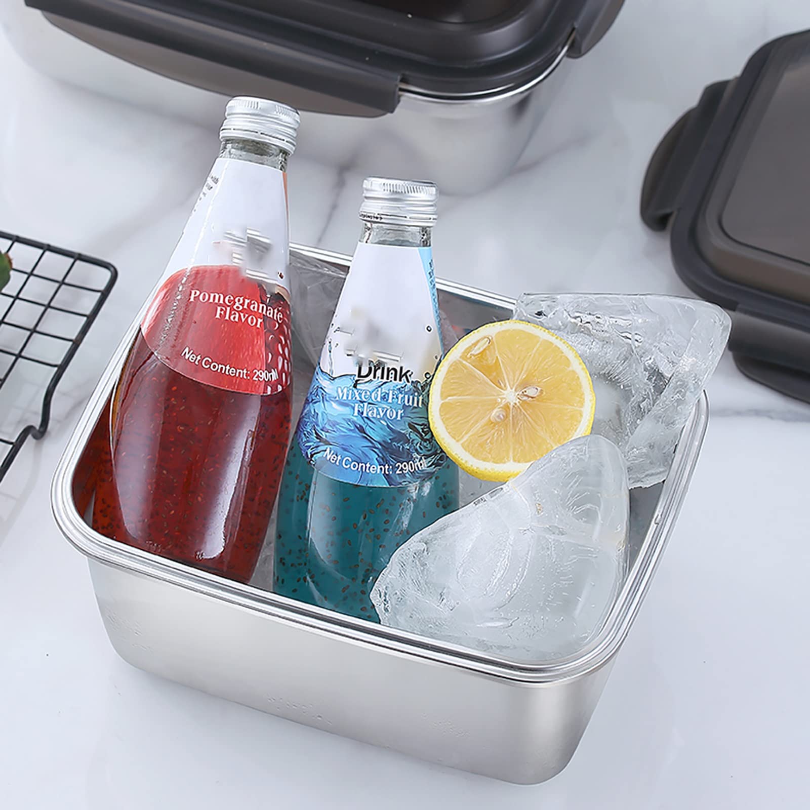 3 Pack 304 Stainless Steel Large Food Storage Container with Lids Airtight Metal Food Containers Stackable Meal Prep Leftover Containers for Freezer Fridge Oven Dishwasher Safe (Size : 850ML)