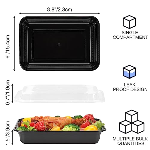 Moretoes 15 Pack 28Oz Meal Prep Containers Reusable, Disposable Food Storage, Plastic Containers for Lunch-Microwave, Freezer, Dishwasher Safe