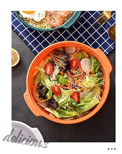 Microwave Safe Ramen Cooker, Ramen Noodle Bowl, Easy Mac, Microwave Pasta Cooker, Microwave Bowls with Lids Ideal for Dorm Room Essentials for Girls Boys, Dishwasher & Microwave Safe (Medium, Orange)