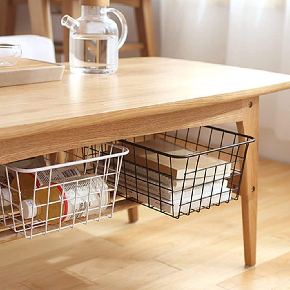 iPEGTOP Wire Storage Freezer Baskets, Set of 2 Large 15.2" Farmhouse Organizer Storage Bins Fridge Basket Rack with Handles for Kitchen Cabinets, Pantry, Office, Bathroom Organization- White