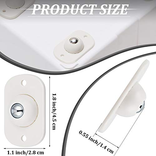Self Adhesive Caster Wheels Mini Swivel Wheels Stainless Steel Paste Universal Wheel 360 Degree Rotation Sticky Pulley for Bins Bottom Storage Box Furniture Trash Can (8 Pieces,White)