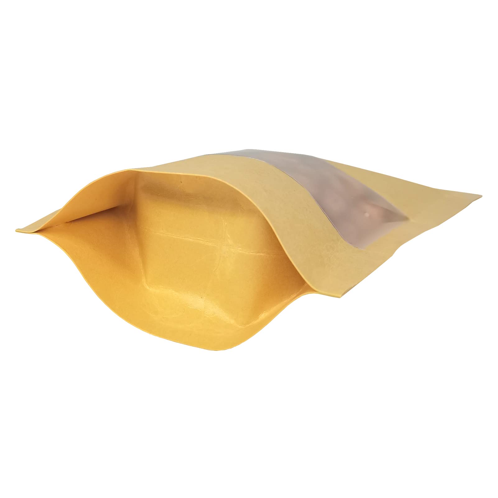 50 Pcs Kraft Zip Lock Pouches Stand Up Bags with Window Reusable Food Storage Bag for Home or Business Packaging Products (5.5×7.9in)