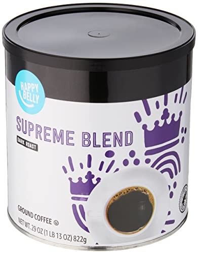 Amazon Brand - Happy Belly Supreme Blend Canister Coffee, Dark Roast, 29 Ounce