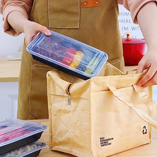 Moretoes 15 Pack 28Oz Meal Prep Containers Reusable, Disposable Food Storage, Plastic Containers for Lunch-Microwave, Freezer, Dishwasher Safe