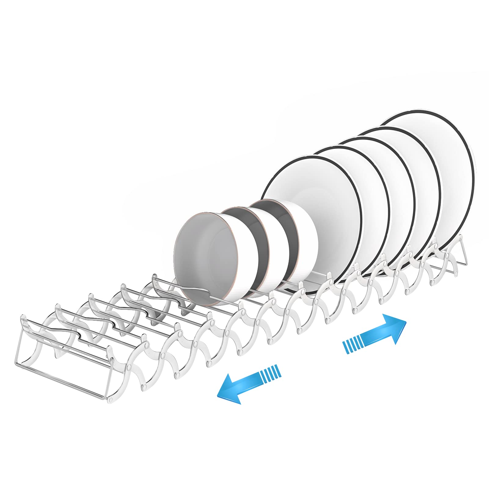 YYP Small Dish Drying Rack Expandable Dish Drying Rack Over The Sink, Plate Organizer for Cabinet or Countertop, Premium 304 Stainless Steel, Rustproof, for Kitchen, Small Space, RV