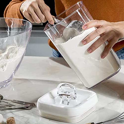 BPFY 2 Pack Large Cereal Containers Storage Set, 2 L/67 oz Plastic Airtight Food Storage Containers with Lids for Kitchen & Pantry Organization (White Lids)