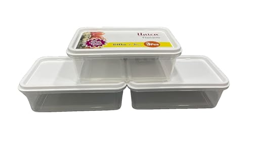 Unica Food Storage Container, with Airtight Lid, Stackable Rectangle Meal Prep Container, BPA-Free, Microwave, and Freezer Safe, Set of 3, 18 oz, 4.5x4.5x2.51 in