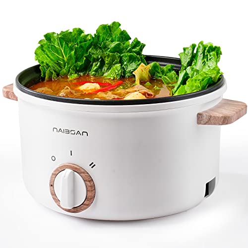 Naibsan Electric Hot Pot, 2.5L Non-Stick Electric Frying Pan, 800W Rapid Noodles Cooker, Multi-Functional Kitchen Cooker