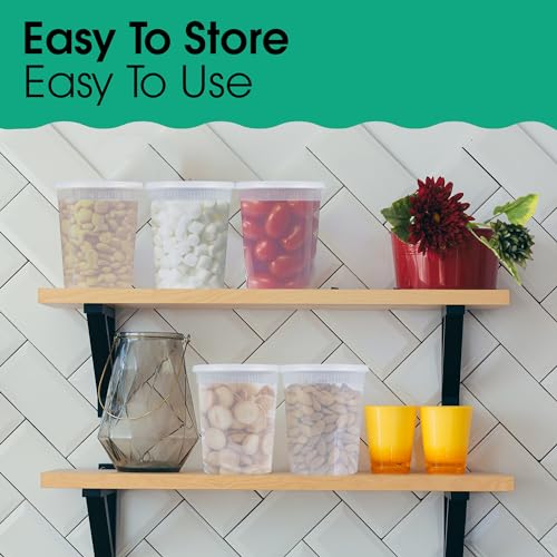 BaydenB 32 oz Deli Containers with Lids | Food-Grade Plastic, Microwave and Freezer Safe, Stackable, Leak-Proof, and Versatile for Meal Prep, Leftovers, and Takeout Storage (15)