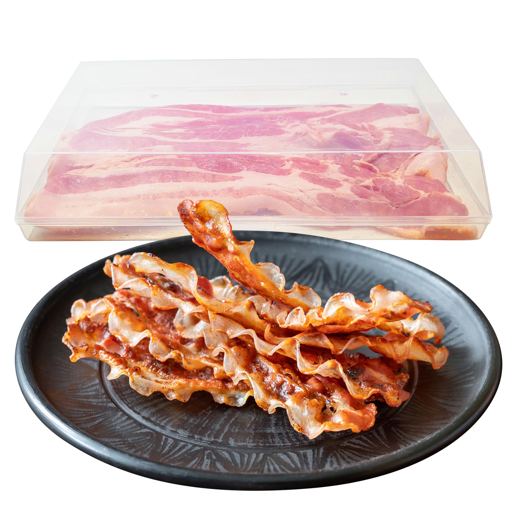 Kitchen Discovery Stay Fresh Bacon Keeper 1lb Plastic Bacon Container for Refrigerator Preserves Freshness and Prevents Spoilage â No Mess Bacon Storage Replaces Greasy Packaging