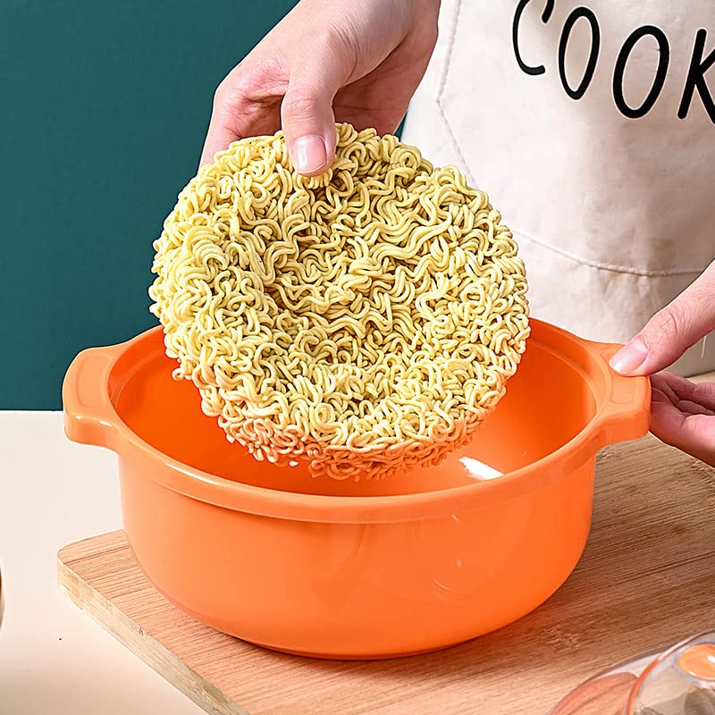 Microwave Safe Ramen Cooker, Ramen Noodle Bowl, Easy Mac, Microwave Pasta Cooker, Microwave Bowls with Lids Ideal for Dorm Room Essentials for Girls Boys, Dishwasher & Microwave Safe (Medium, Orange)