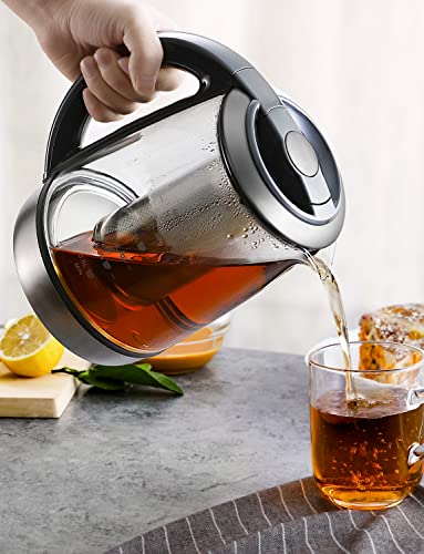 Electric Tea Kettle, 6 Variable Presets Temperature Smart Tea Maker, Fast Boil Electric Glass Kettle with 2Hr Keep Warm Function, Premium Stainless Steel, 1200 Watt Quick Heating, 1.7L