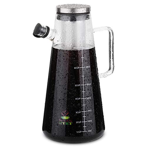 BTaT- Cold Brew Coffee Maker, Iced Coffee Maker, 2 Liter (2 Quart, 64 oz), Iced Tea Maker, Cold Brew Maker, Tea Pitcher, Coffee Accessories, Iced Tea Pitcher, Cold Brew System, Cold Brew Pitcher
