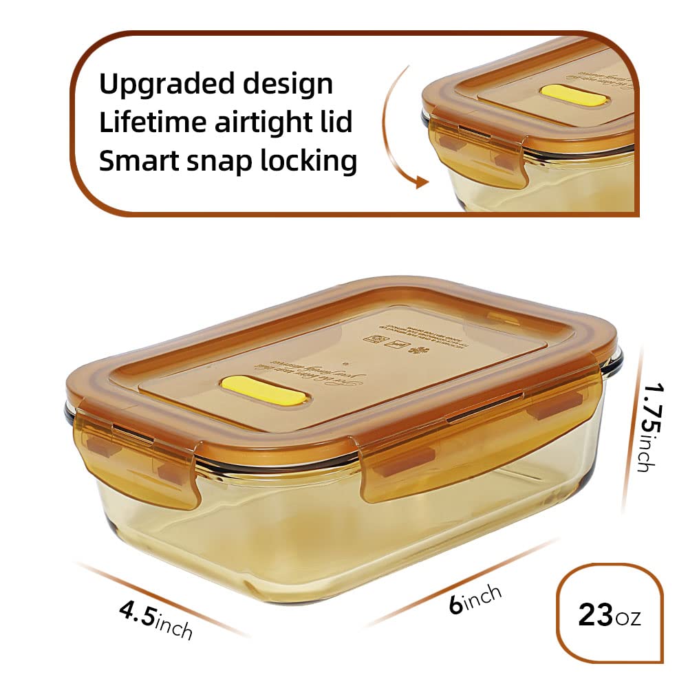 DAS TRUST 10 Pack Amber Glass Meal Prep Containers Microwave Safe Meal Prep Bowls Food Storage Containers Glass Food Prep Containers with Lid Lunch Container for Adults Meal Prep Lunch Bento Boxes