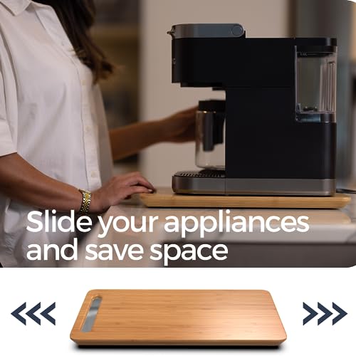 Ibyx Elegant Sliding Tray for Your Coffee Maker & Heavy Kitchen Appliances - Sturdy, Slides Easily from Under The Cabinet (Brown, 7.5βW x 14.5βD)